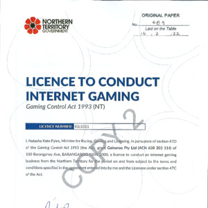 Territory Stories - Licence to Conduct Internet Gaming, Gaineroo Pty ...