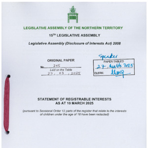 Territory Stories - Legislative Assembly (Disclosure of Interests) Act ...