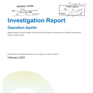 Territory Stories - Investigation Report, Investigation Report ...