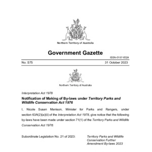 Territory Stories - Northern Territory Government Gazette : S75-23