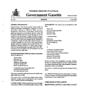 Territory Stories - Northern Territory Government gazette : no. G27
