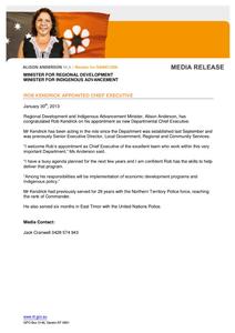 Territory Stories - Rob Kendrick appointed Chief Executive